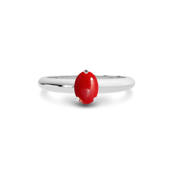Buy Red Coral Stone Platinum R13 Ring on GemsRoot